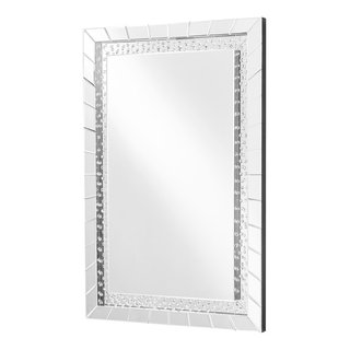 Sparkle 47" Contemporary Crystal Rectangle Mirror, Clear - Contemporary ...