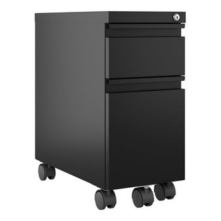 UrbanPro 20" 2-Drawer Modern Metal Mobile Zip Pedestal File Cabinet in ...