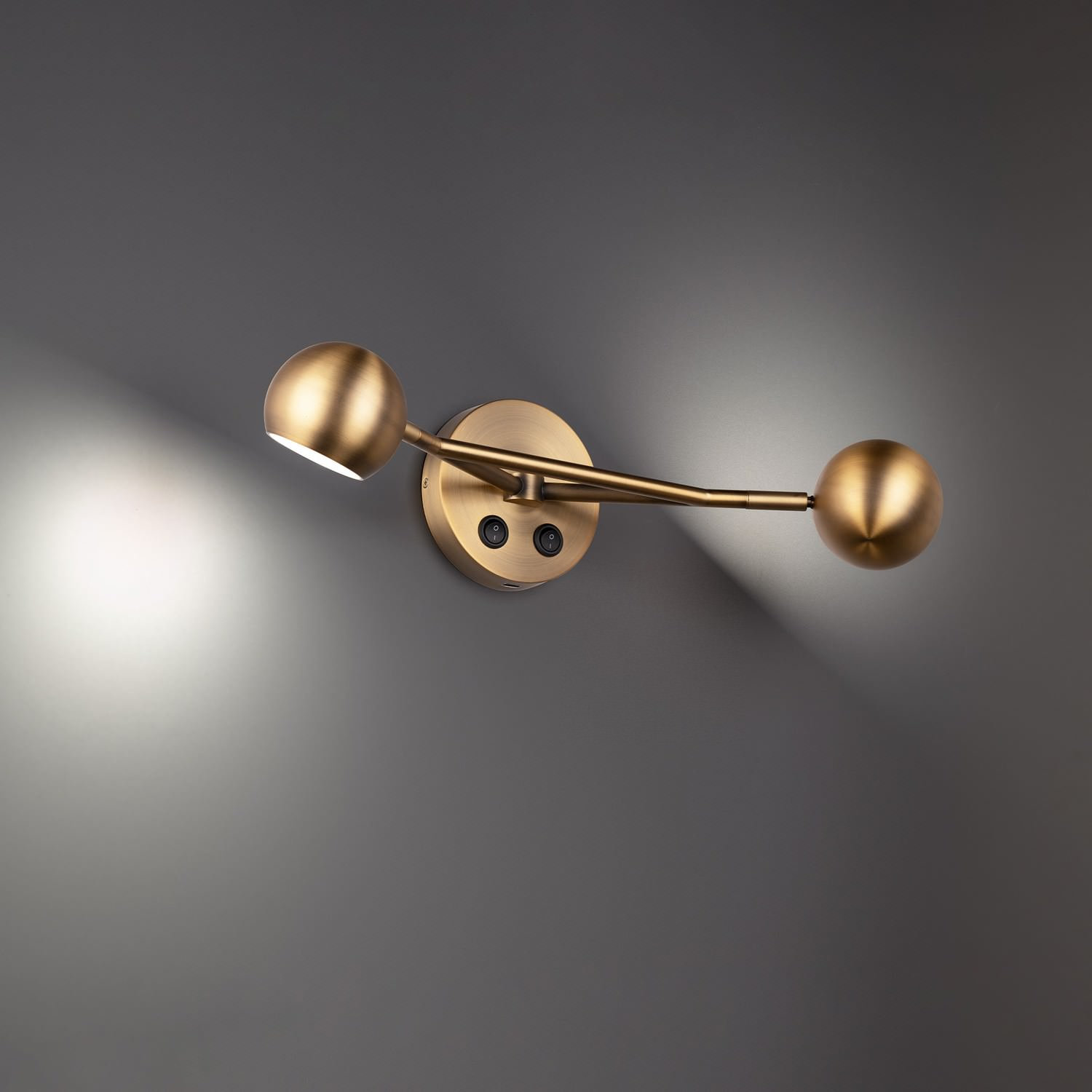 Duplex LED Bed Task Light in Aged Brass - Modern - Wall Sconces - by ...