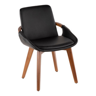 Lumisource Cosmo Chair, Walnut and Black PU Leather - Contemporary ...