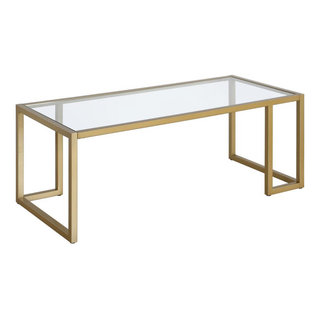 Oscar 45'' Wide Rectangular Coffee Table in Brass - Contemporary ...
