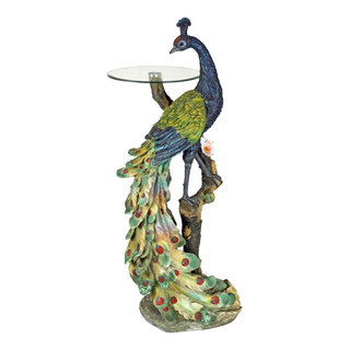 Design Toscano Peacocks Perch Pedestal Table - Tropical - Side Tables ...