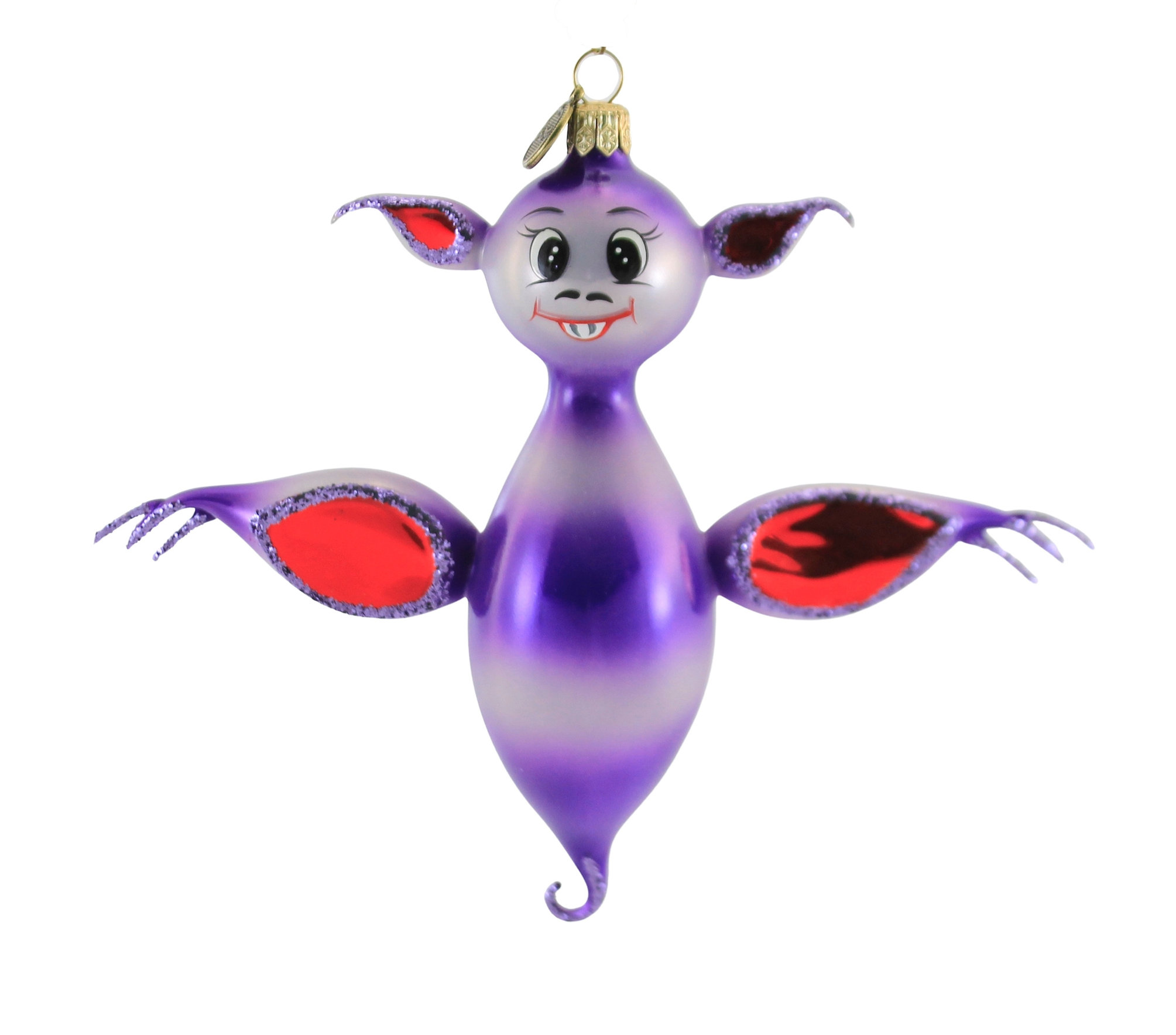 6.00in Batty Elmer, Glass, Halloween Ornament Cute Fangs 110396, 6 In H ...