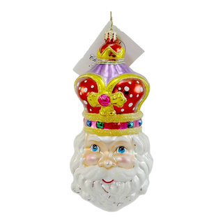 Christopher Radko Regal St Nick Glass Ornament Santa Christmas Crown, 5 ...