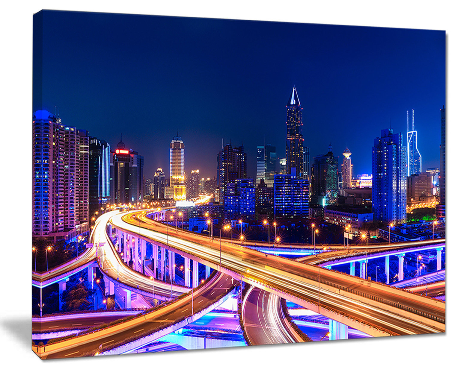 "Interchange Overpass at Night Skyline" Wall Art, 20"x12 ...