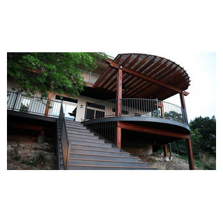 Curved Trex Tiki Torch Deck and Cedar Pergola - Austin - by Austin Add ...