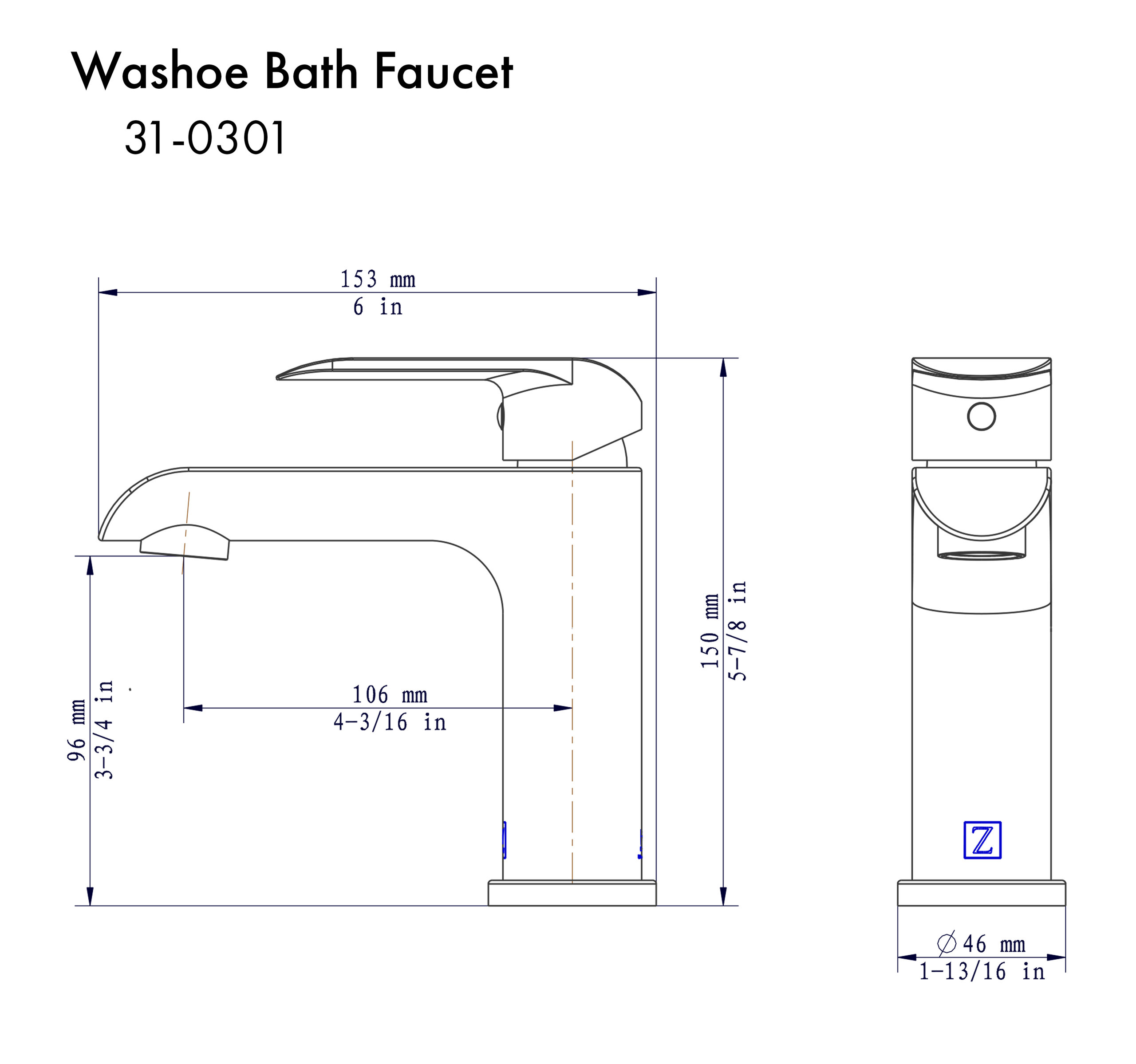 ZLINE Washoe Bath Faucet in Chrome (WSH-BF-CH) - Contemporary ...