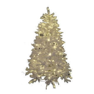 9' Classic White Pre-Lit Tree With Warm White Lights And A Metal Stand ...