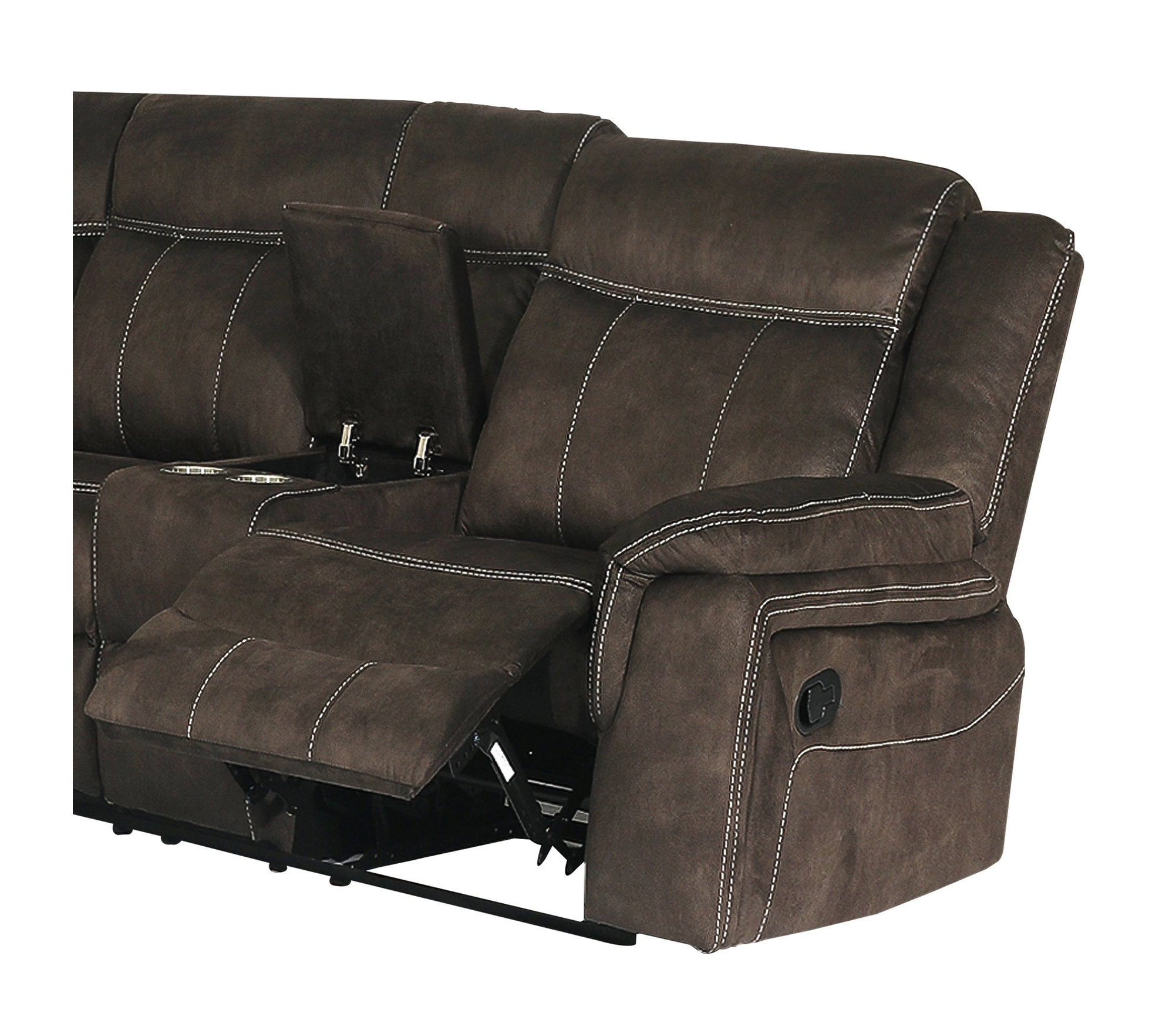Transitional Reclining Sectional Sofa, Soft Fabric Seat With Cup ...