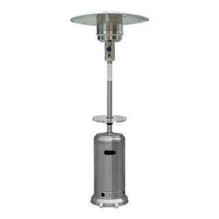 48000 BTU Silver Steel Propane Cylindrical Pole Standing Patio Heater ...