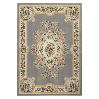 Nourison Aubusson ABS1 Area Rug, Grey, 7'10" x 10'6" - Victorian - Area ...