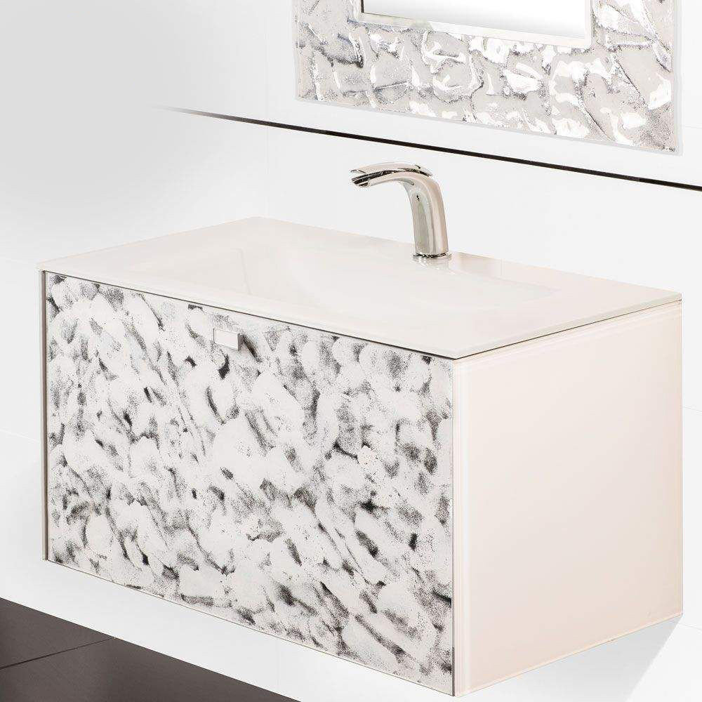 Sila Luxury Murano Glass Drop-In Single Bathroom Vanity 32", White ...