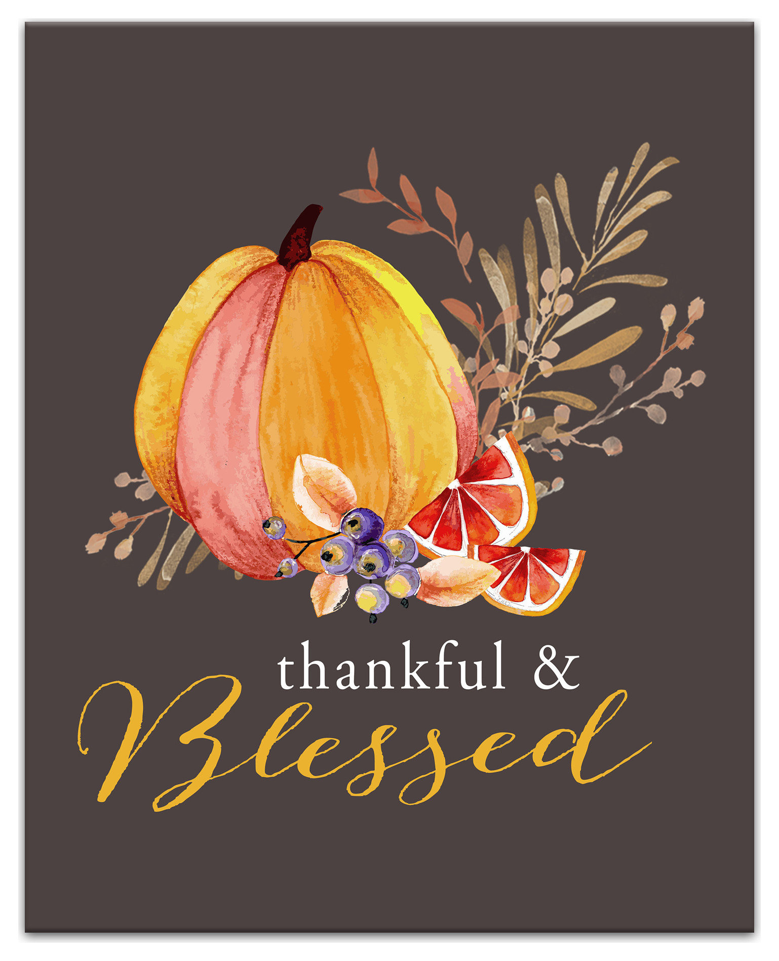 Thankful & Blessed 16x20 Canvas Wall Art - Farmhouse - Prints And ...