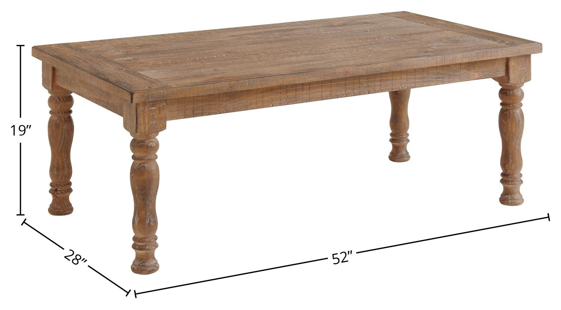 Highland Wooden Turned Leg Coffee Table, Sandwash - Traditional ...