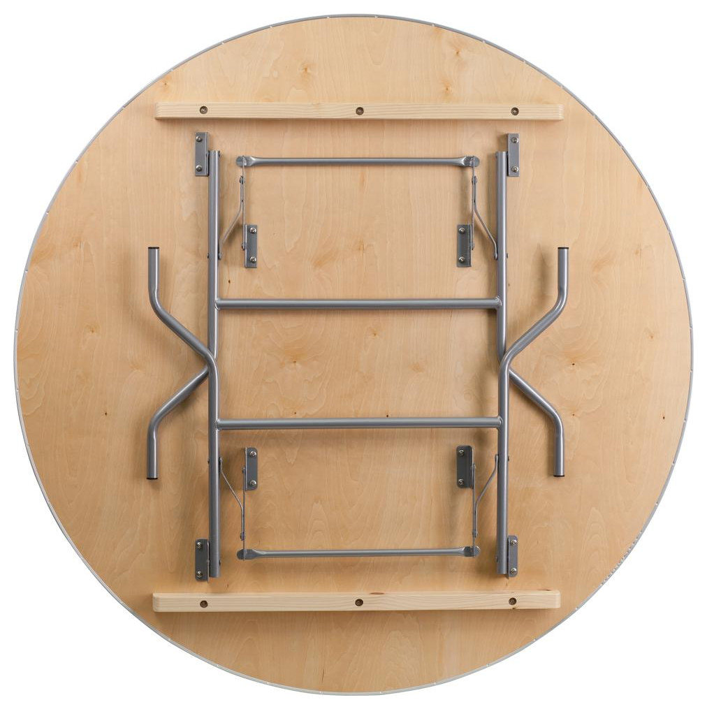 5-Foot Round HEAVY DUTY Birchwood Folding Banquet Table with METAL ...