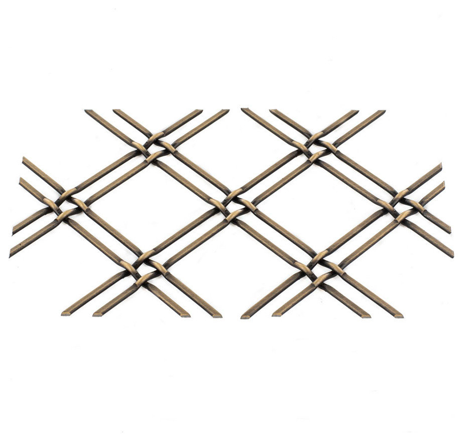 Round Flat Crimp Decorative Antique Brass Woven Wire Grille Panel ...
