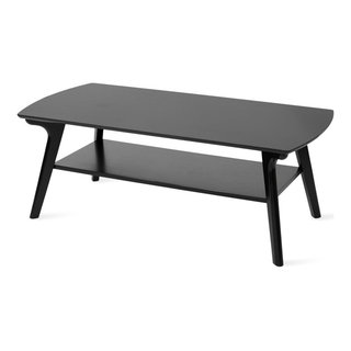 Retro Coffee Table, Angled Legs With Lower Open Shelf for Extra Storage ...