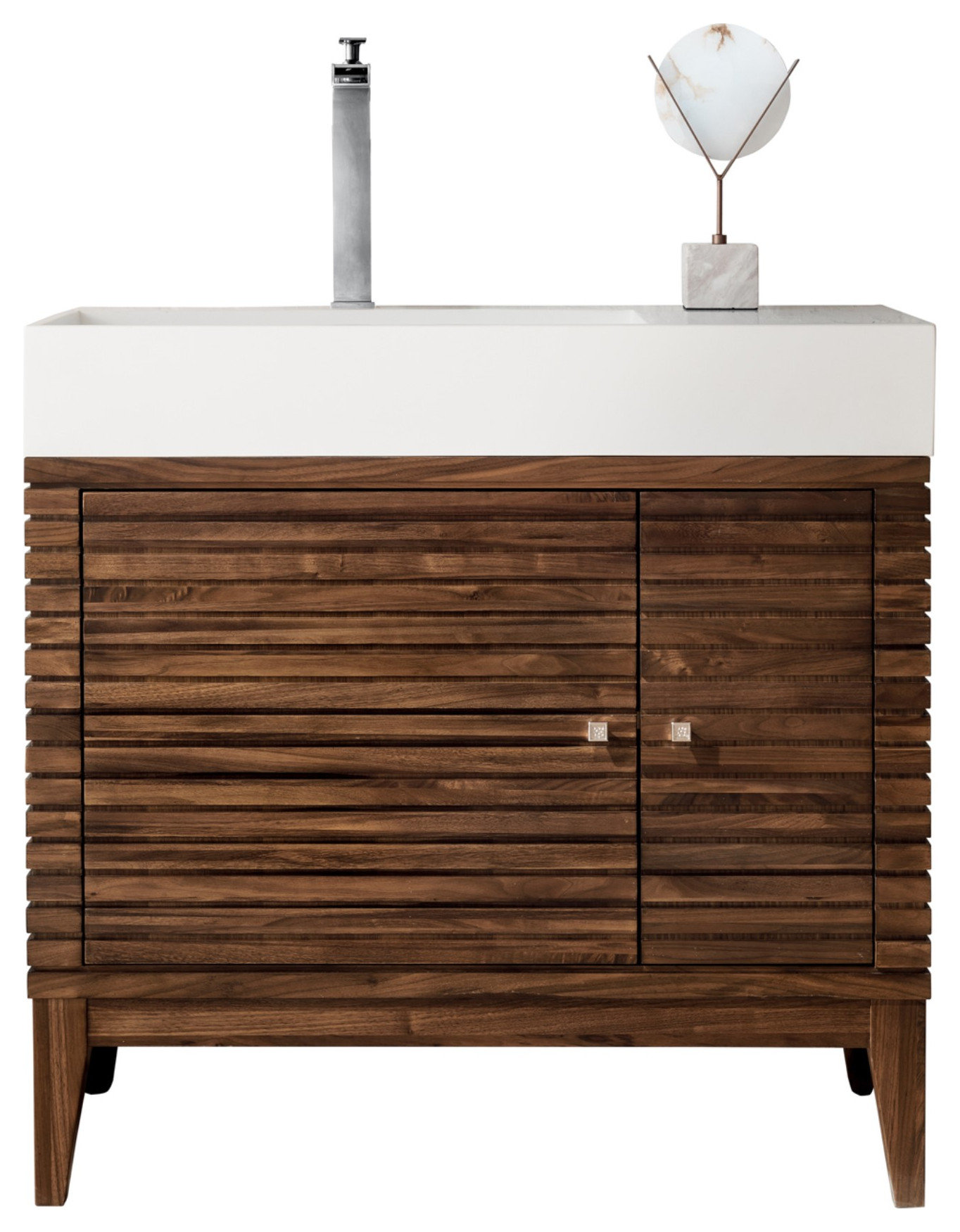 Linear 36" Single Vanity, Mid Century Walnut - Transitional - Bathroom ...