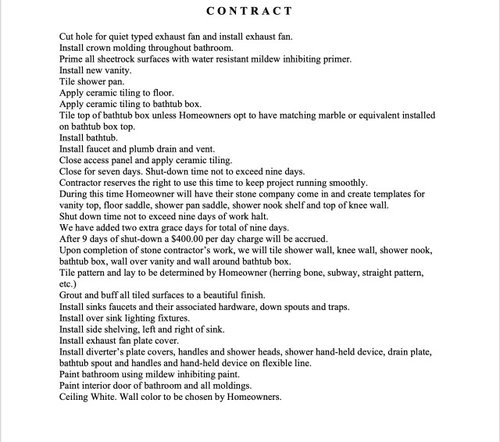 Primary Bathroom Renovation Quote