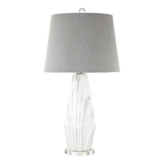 Sochi 1-Light Table Lamp Polished Nickel/White Faux Marble G ...