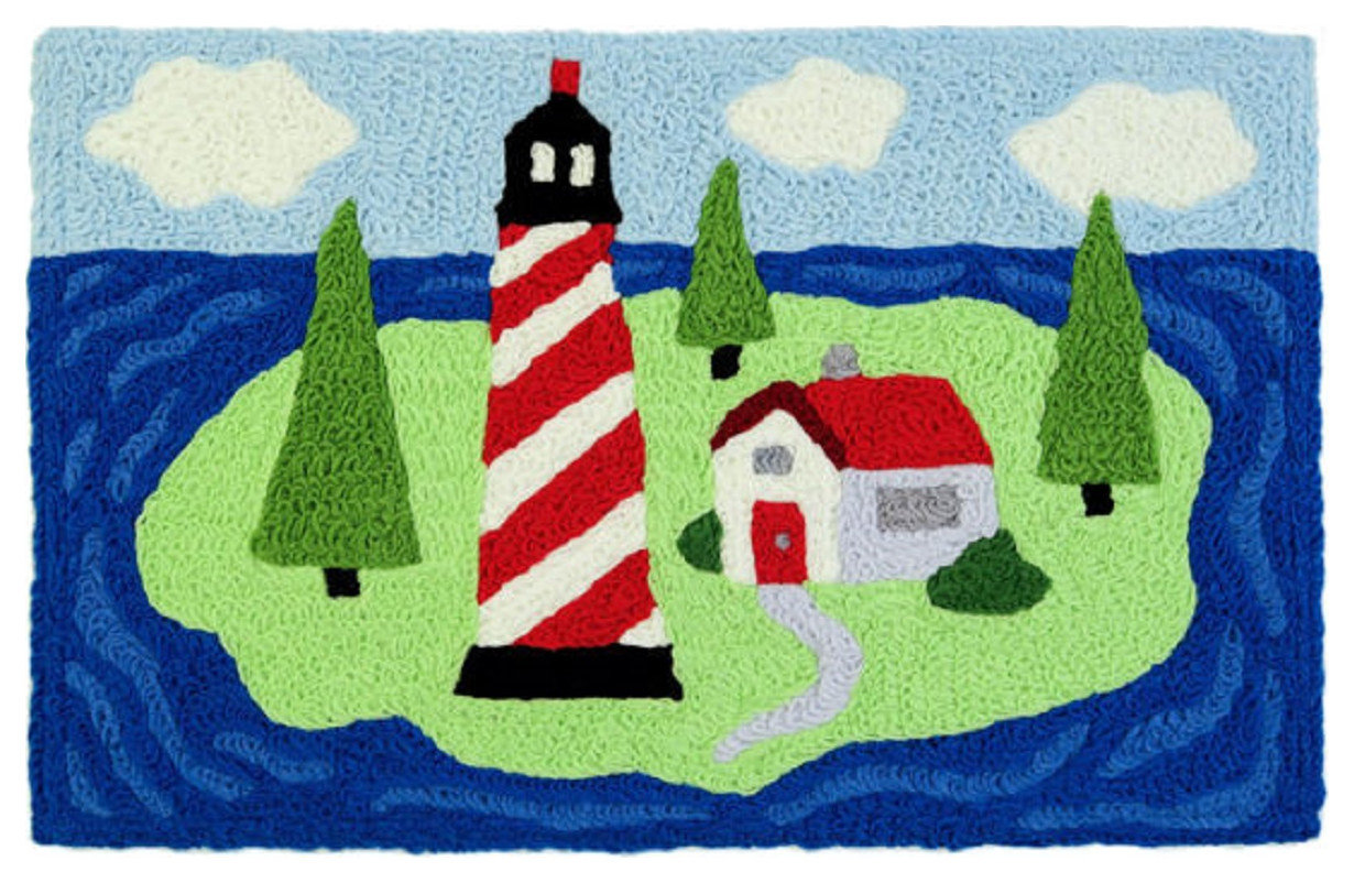 Island Lighthouse Serene Coast 30 X 20 Inch Area Accent Washable Rug ...