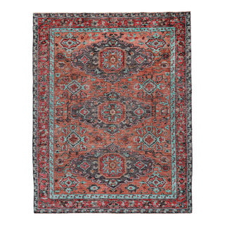 Feizy 6452FRST Piraj Hand Knotted Rust / Blue Area Rugs, 4' x 6 ...