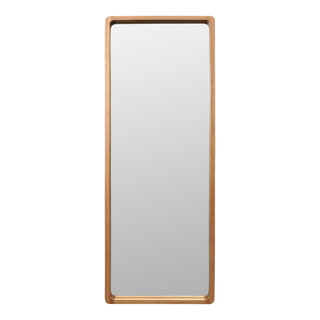 Xena 48 in. x 18 in. Radius Corner Rectangular Red Oak Wood Mirror ...