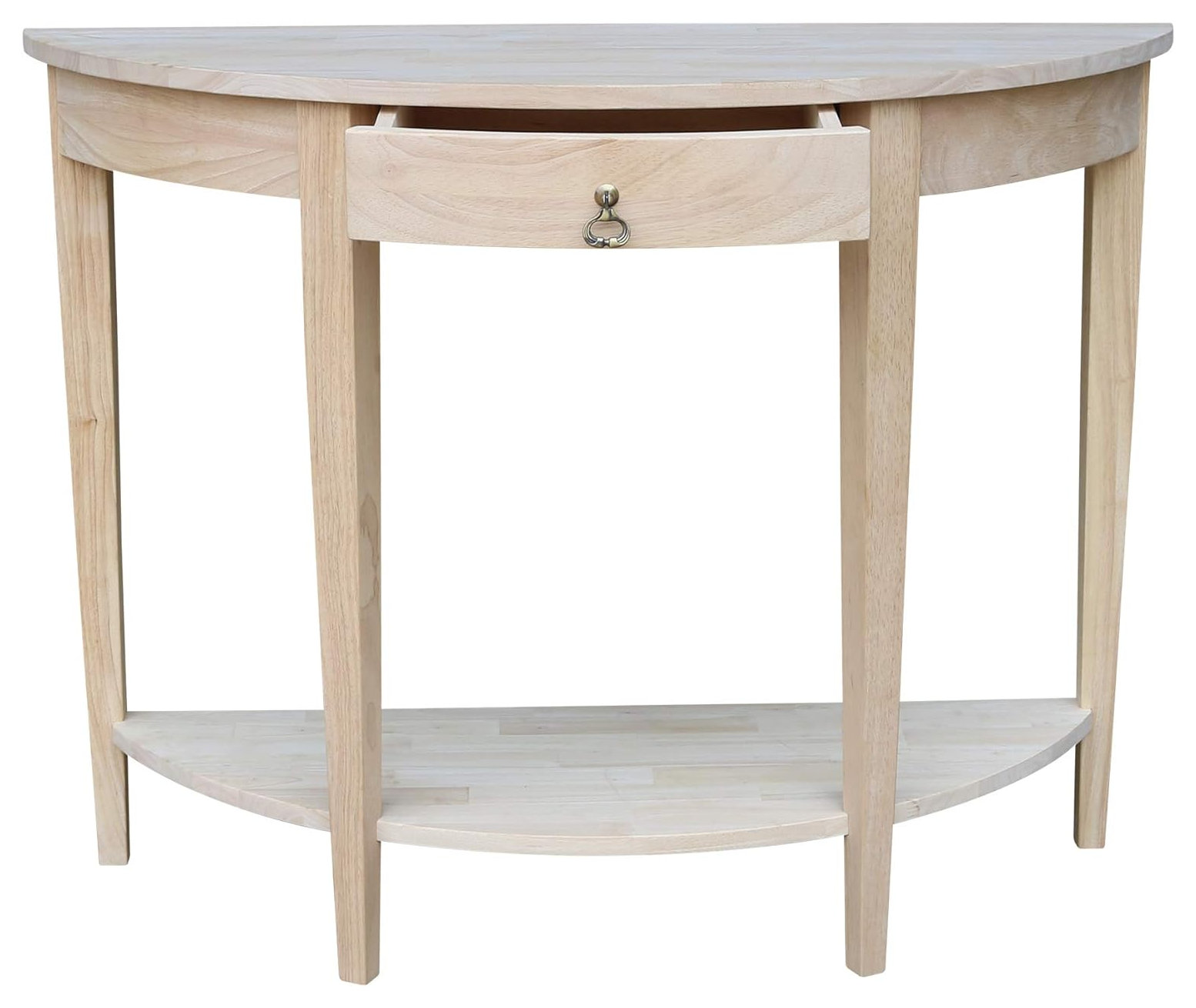 Traditional Console Table, Half Moon Design With Open Area & Drawer ...