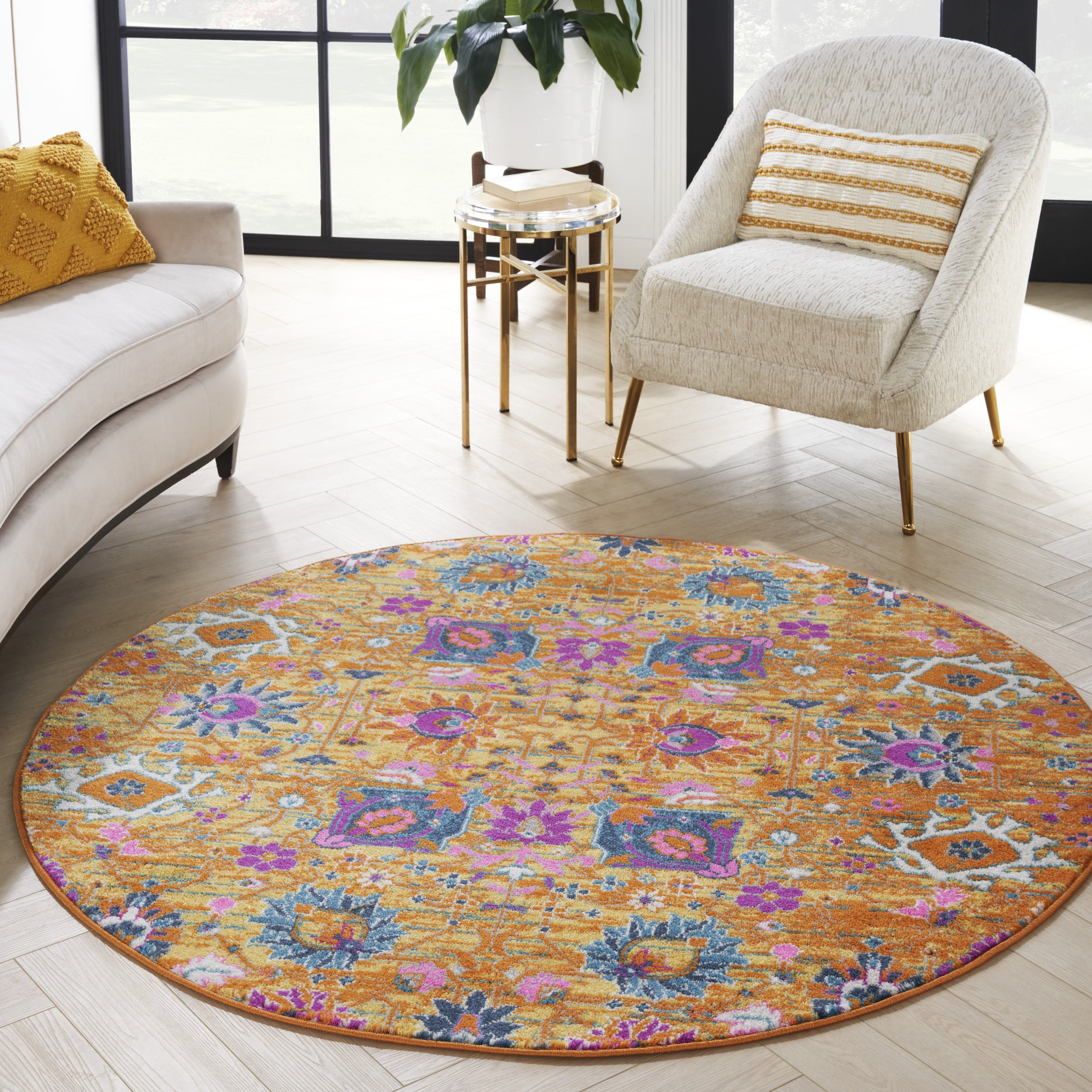 Nourison Passion PSN01 Area Rug, Sunburst, 5'3" x Round - Traditional ...