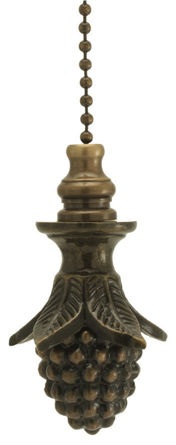 Antique Brass Pinecone Ceiling Fan Pull, 2"h with 12" Antiqued Brass ...