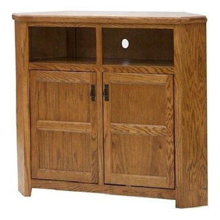 Tall Mission 50" Wide Corner TV Console - Farmhouse - Entertainment ...