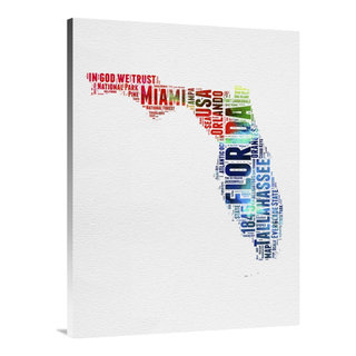 "Florida Watercolor Word Cloud" Fine Art Print, 36" x 48" - Modern ...
