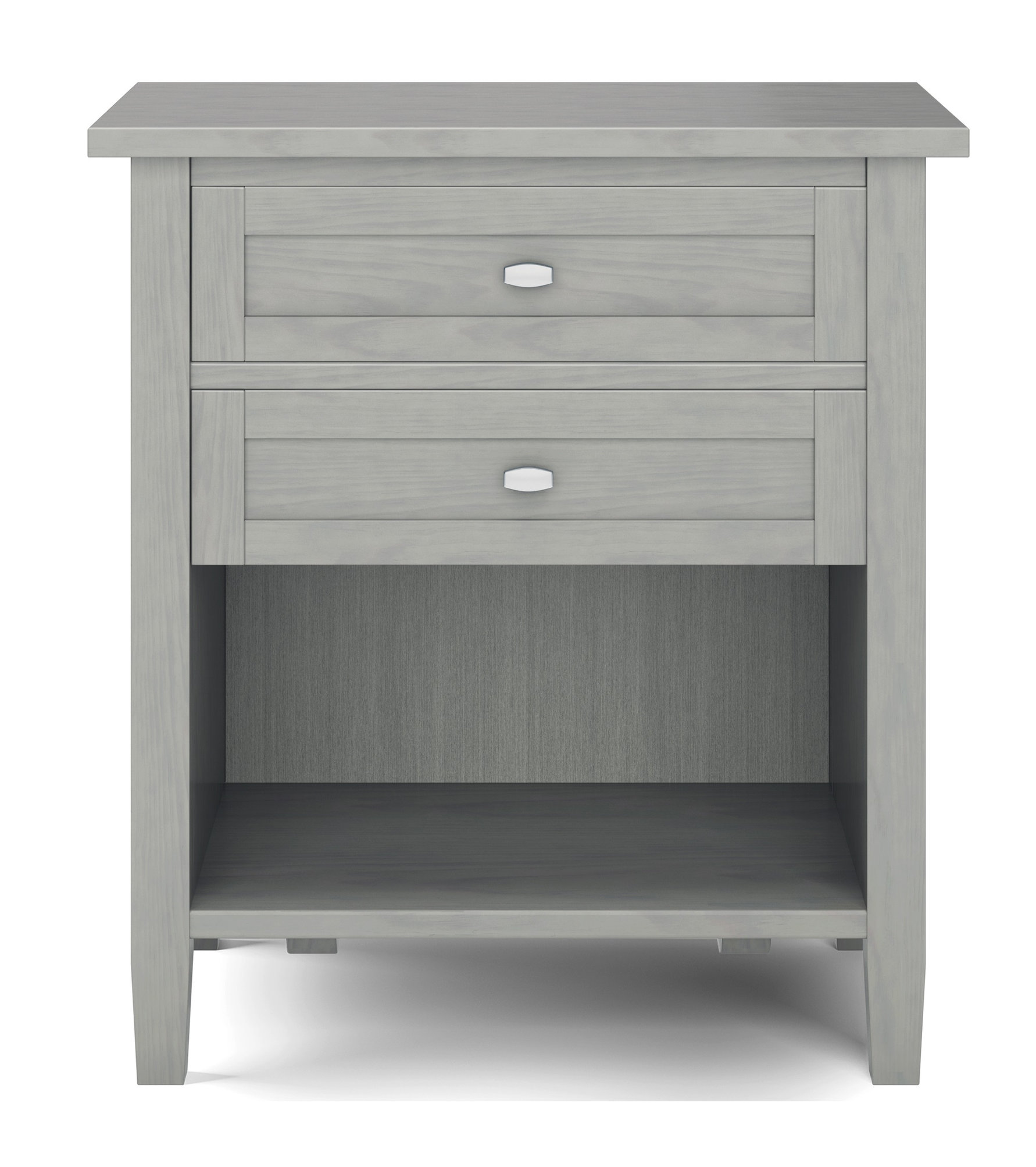 Warm Shaker Solid Wood Bedside Table, Fog Gray - Transitional ...