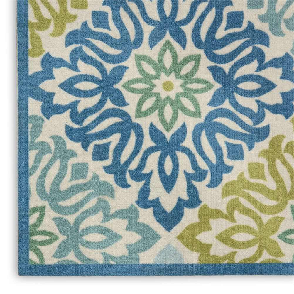 Waverly Sun N Shade 93x130" Rectangle Fabric Area Rug in Marine Blue ...