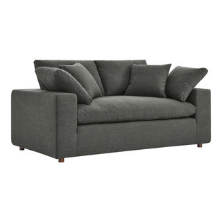 Commix Down Filled Overstuffed Loveseat - Gray - Transitional ...