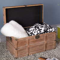 Rustic Wooden Storage Trunk with Lockable Latch, Rectangular Brown ...