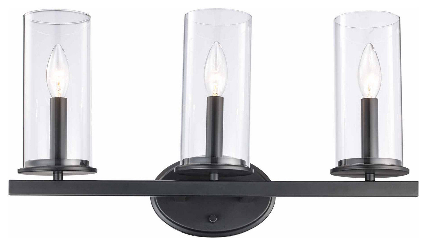 Meadowlark Three Light Vanity Bar in Black - Transitional - Bathroom ...