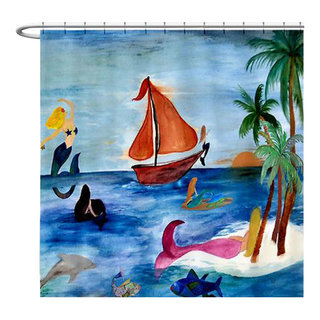 Island Hopping Mermaids - Tropical - Shower Curtains - by Gifts by the ...