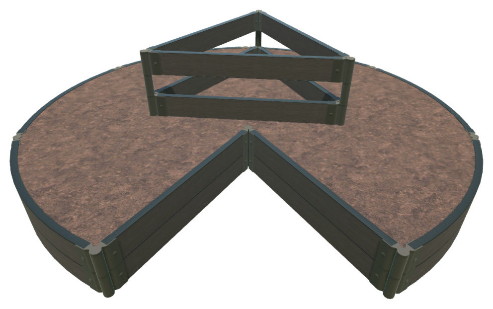 Weathered Wood 2-Level Circle Keyhole Garden 2" Profile - Transitional ...