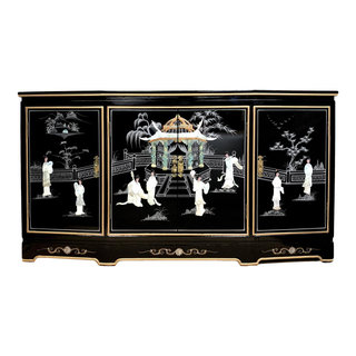 60" Chinese Black Lacquer Buffet With Mother of Pearl Lady Design ...