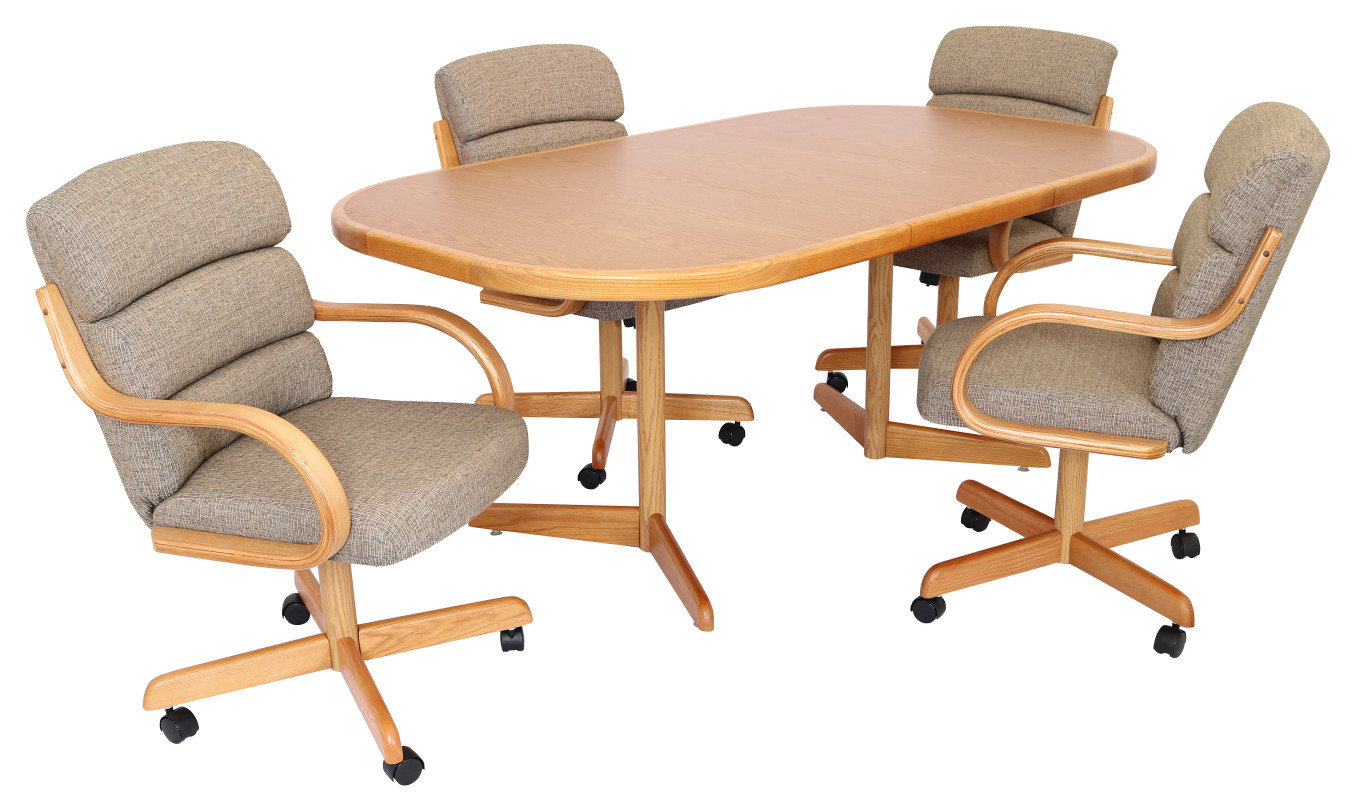 5-Piece 42x[54/72] Caster Dining Set Laminate Table Top & Pewter Caster ...