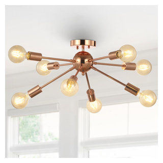 Copper 30.5" 8-Light Sputnik Metal LED Flush-Mount, Copper - Midcentury ...