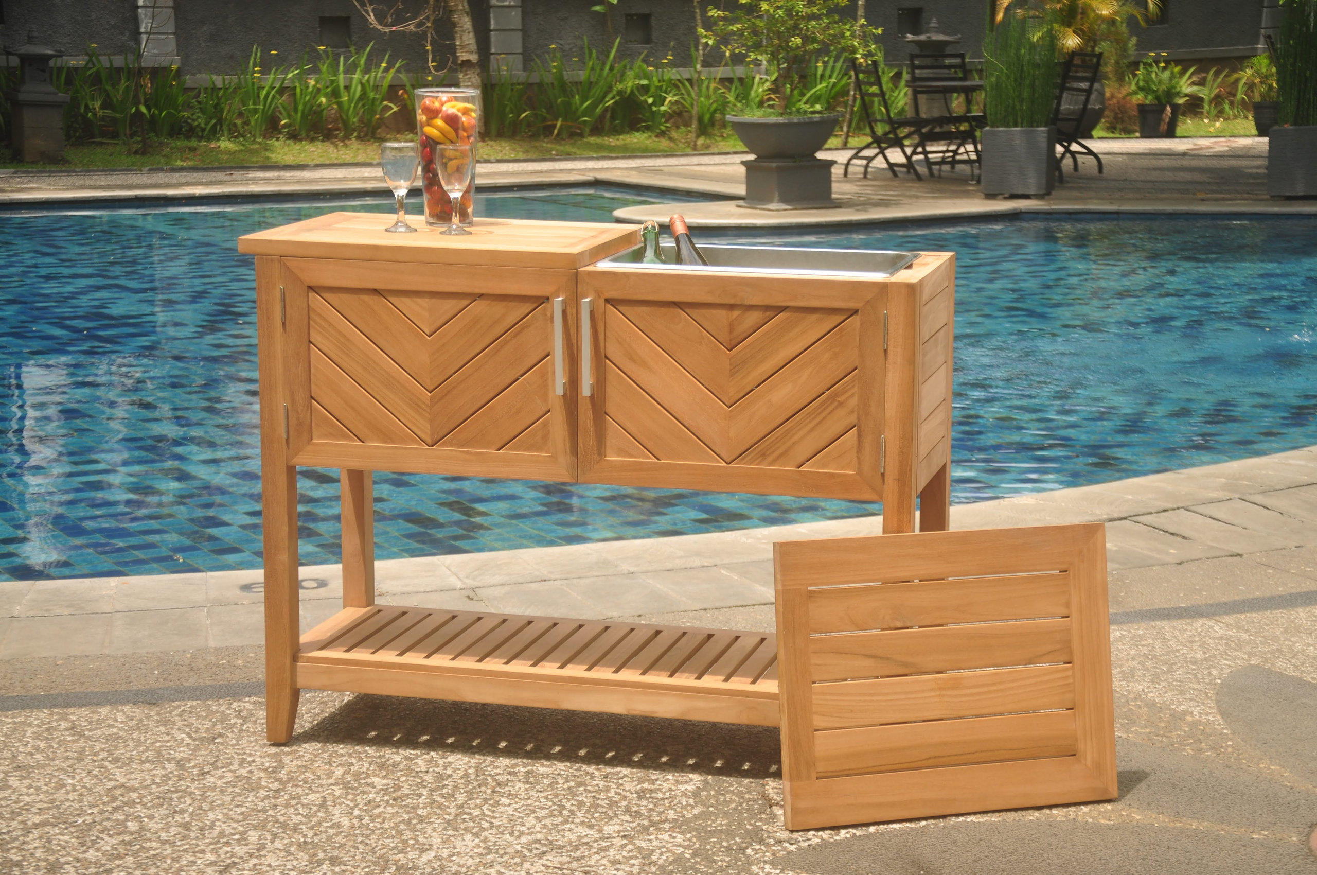 Ventura Teak Console Table - Outdoor, Bar, Patio Serving Area Ample ...