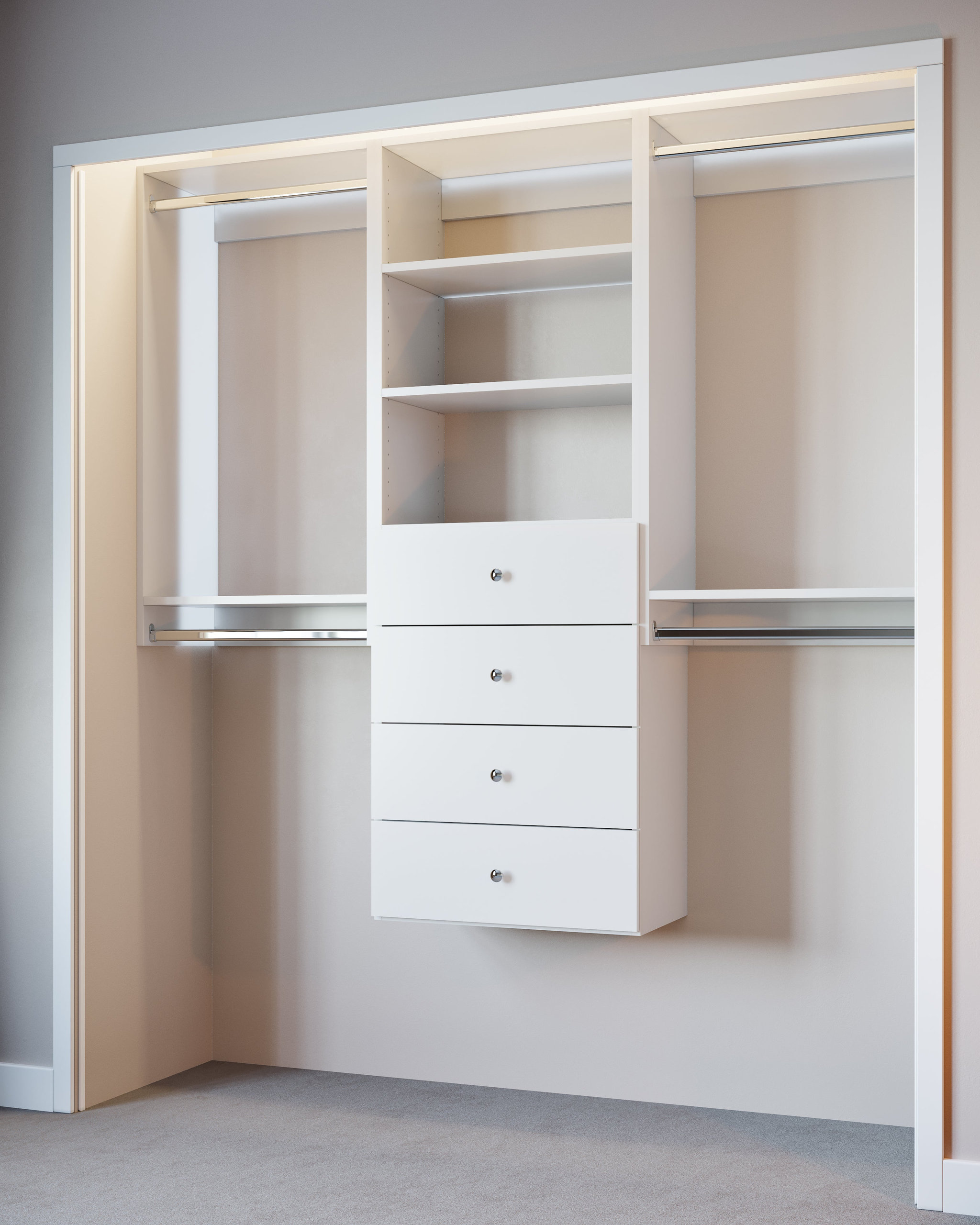Modular Closet System Hanging Closet Organizer With Drawers 66"-96", 81 ...