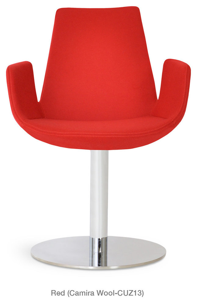 Eiffel Arm Round Chair, Bright Stainless Steel Base, Deep Maroon ...