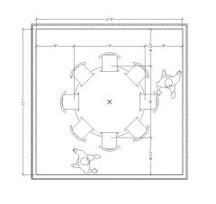 What size dining tables work well in a 12x12 dining room? Round, recta