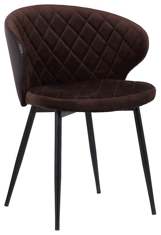 Armen Living Ava Dining Chair, Black PC/Brown Velvet/Brown Back ...