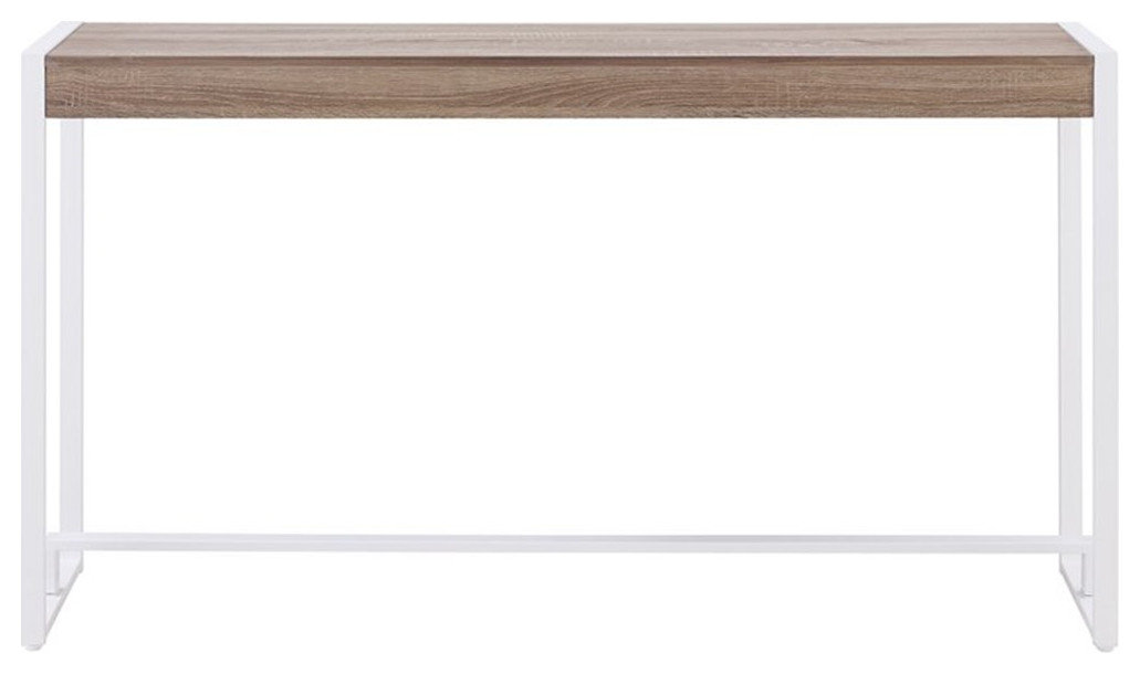 Maklaine Engineered Wood Top Console Table in Mocha Gray and White ...