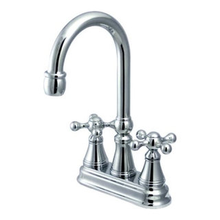 Polished Chrome Two Handle 4" Centerset Bar Faucet without Pop-Up Rod ...