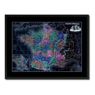 Midlevel France Crusades Vivid Map Print On Canvas With Frame, 16" X 21 ...